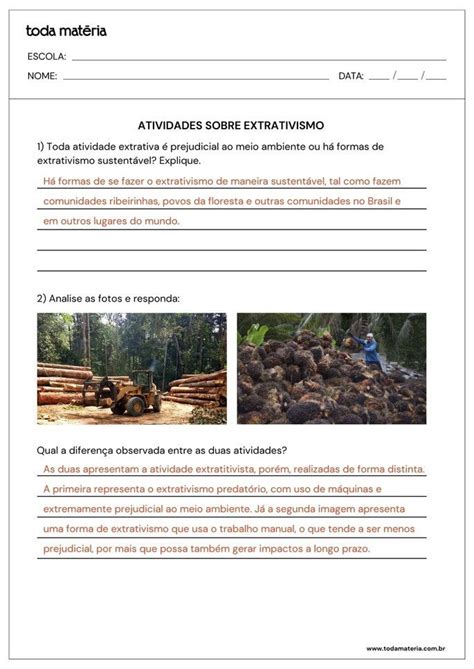 Atividades Sobre O Extrativismo Para Imprimir Toda Matéria