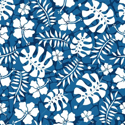 Premium Vector Hawaiian Seamless Pattern With Hibiscus Flowers And