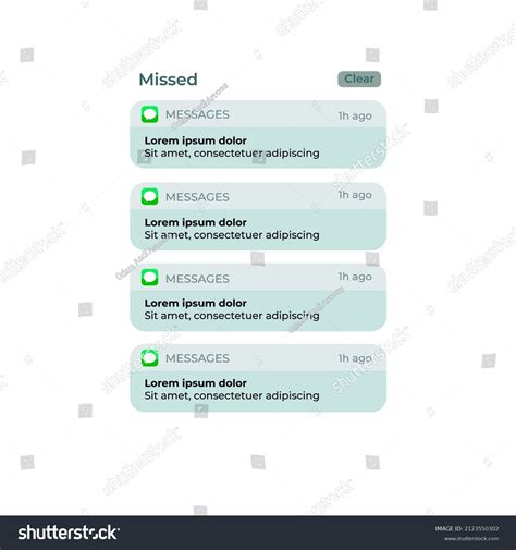 Notification Boxes Template Iphone Smartphone Message Stock Vector