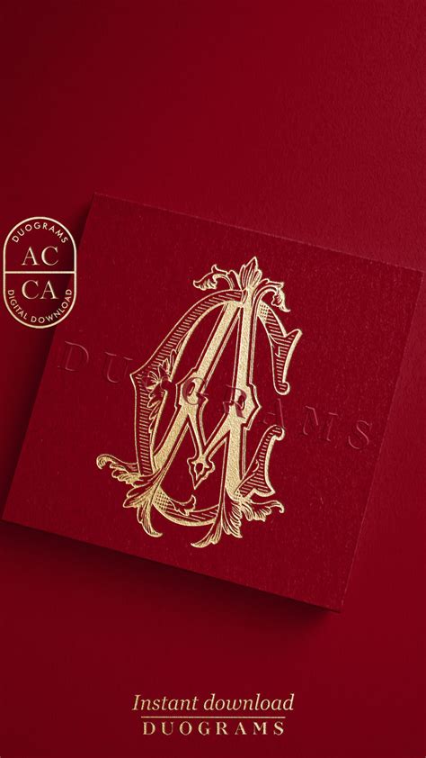 Two Letter Monogram Design Ac Or Ca Interlocking Vintage Monogram