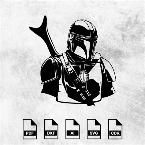 Star Wars The Mandalorian Laser Cut Svg Dxf Files Wall Sticker Decal