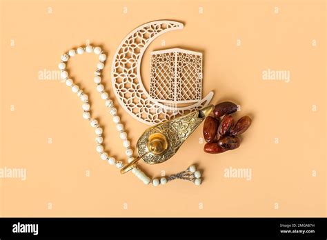 Aladdin Lamp Of Wishes Prayer Beads Dates And Decorative Crescent For
