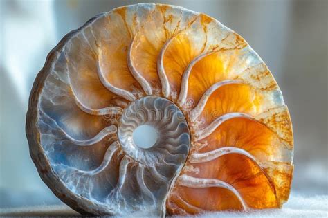 Macroscopic View Of A Half Side Of An Ammonite Fossil Showcasing