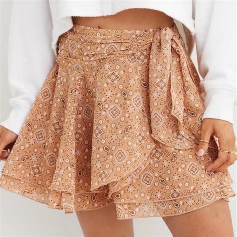 Adorable Aerie Wrap Skirt Tan Bandana Printed Depop