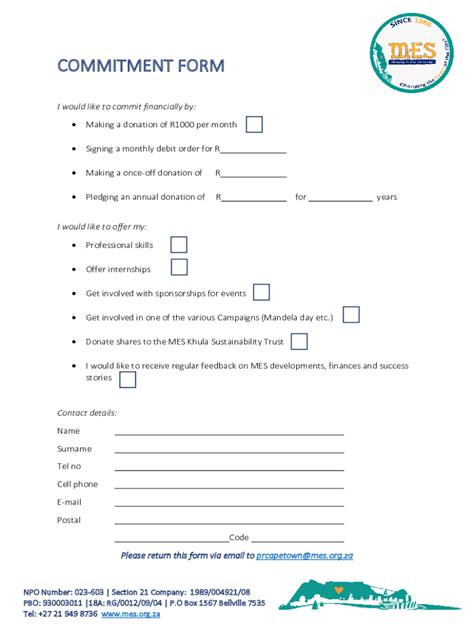 Fillable Online Donation And Commitment Form Fax Email Print Pdffiller