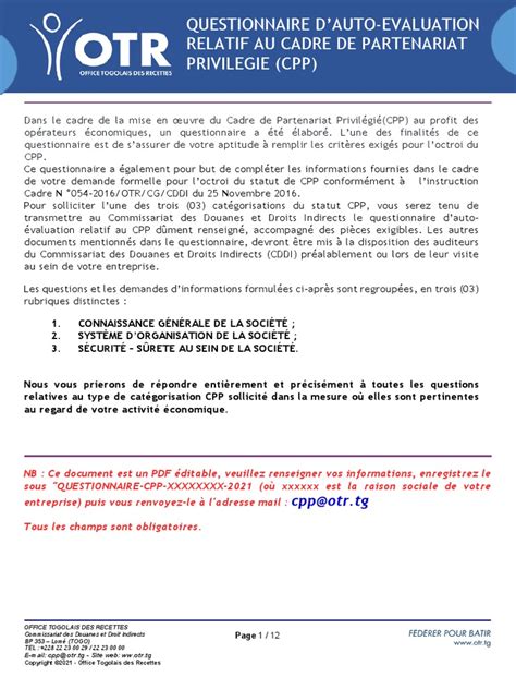 Officiel Questionnaire Cpp Form 2021 Pdf Sécurité Transport