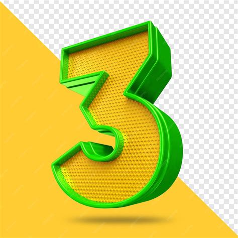 Premium Psd A Large Green Number 3 With A Yellow Background