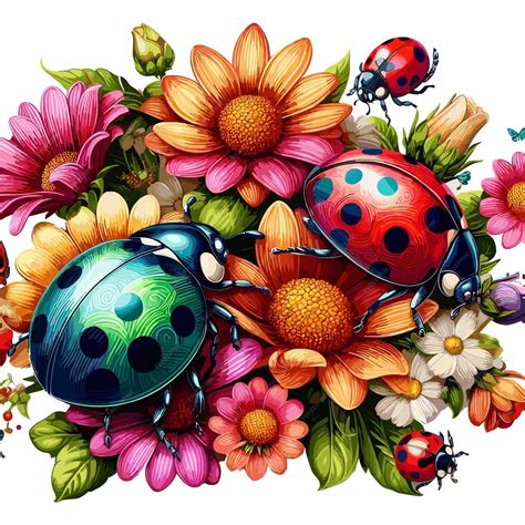 Lindas Mariquitas Rojas Flores Aisladas Sobre Fondo Blanco Vector