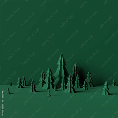 Mock Up Pine Forests Background With Green Background 3d Rendering