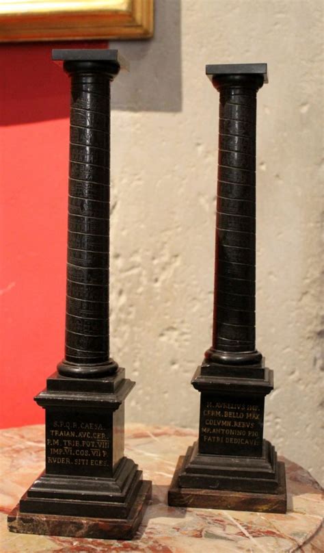 19th Century Italian Black Marble Model Of Roman Columns Grand Tour