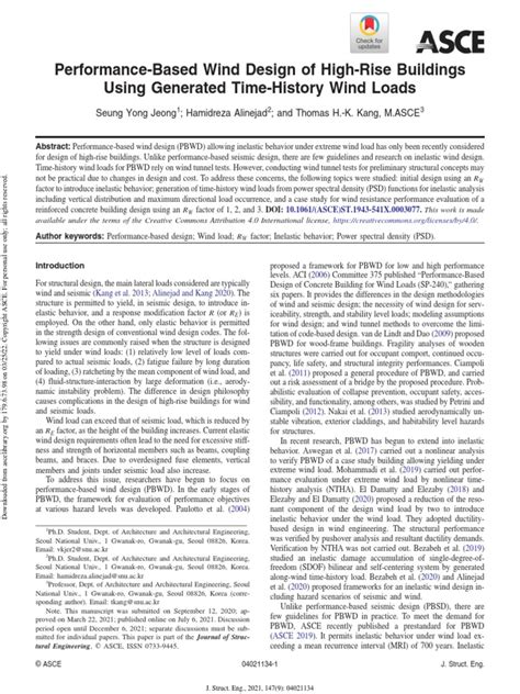 Jeong Alinejad Kang Performance Based Wind Design Of High Rise