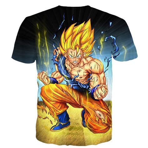 Dbz Goku Super Saiyan Thunder Power Damage Fight Cool Design T Shirt Us
