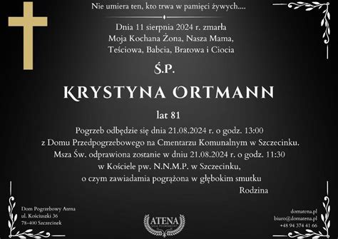 Śp Krystyna Ortmann Nekrolog