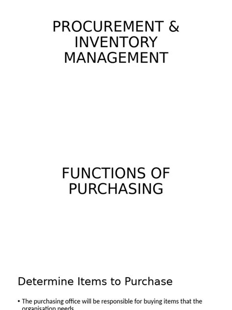 Procurement And Inventory Management Pdf