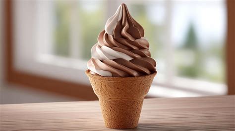 Delicious Chocolate And Vanilla Twist Soft Serve Ice Cream Cone Delight