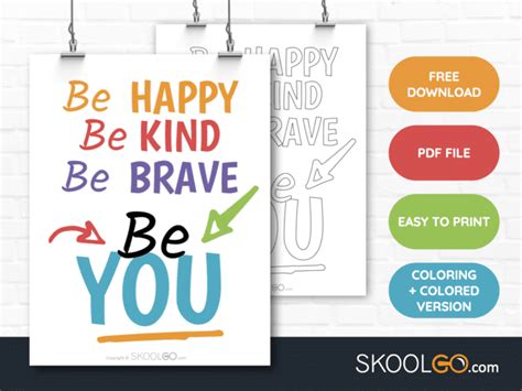 Be Happy Be Kind Be Brave Be You Free Classroom Poster Skoolgo