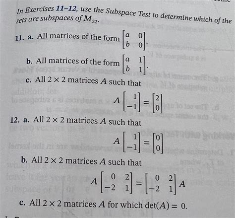 Solved In Exercises Use The Subspace Test To Chegg