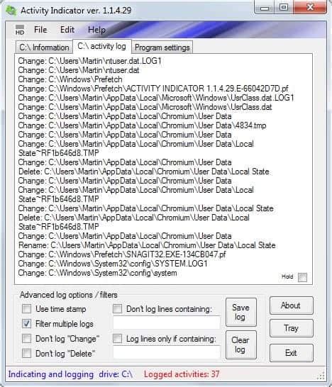 Activity Indicator Highlights Hard Drive Activity Ghacks Tech News