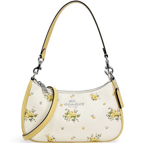 Coach Womens Teri Small Shoulder Bag With Floral Print Chalk Multi