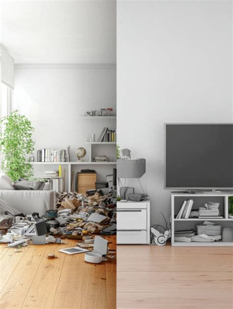 Split View Contrasts Messy Cluttered Space With Organized Clean