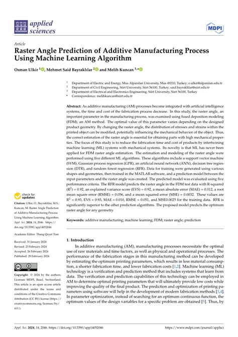 Pdf Raster Angle Prediction Of Additive Manufacturing Process Using