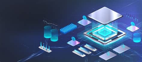 Cpu Microchip Banner In Isometric Futuristic Processor Microchip Stock Illustration Download