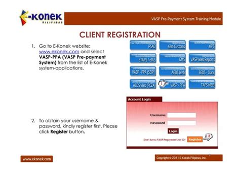 E Konek Vasp Pre Payment System Registration Procedure Pdf