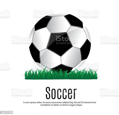 공이 잔디에 있다 축구 경기입니다 벡터 일러스트 레이 션 아름 다운 볼 고 푸른 잔디입니다 축구 리그 전단지 디자인 서식 파일입니다 축구 포스터 초대 축구 스포츠 배지에