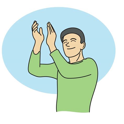 Half Length Of Man Clapping His Hands With Smile Illustration Vector