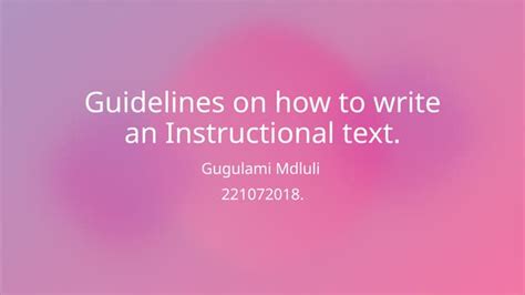 How To Write An Instructional Text Grade 6 Pptx