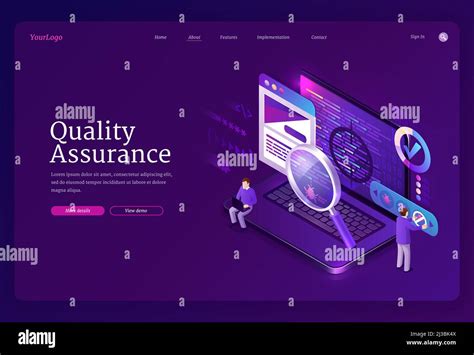 Quality Assurance Isometric Landing Page Tiny Characters Fixing Bugs