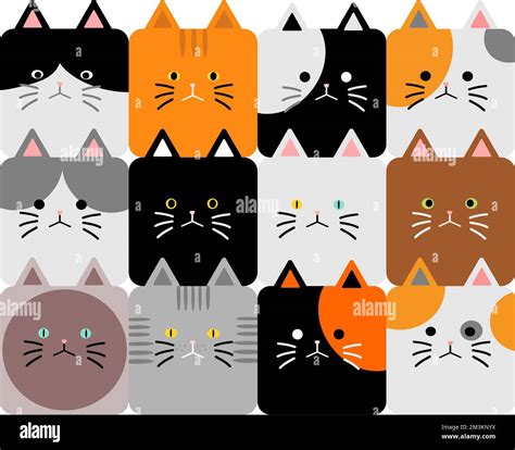 Cartoon Illustration Of Cute Cats And Kitten Characters Set Of Cute