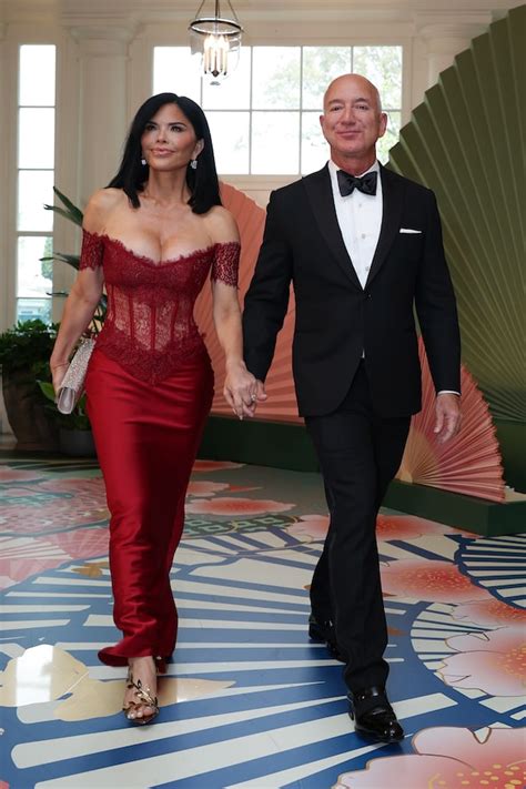 Lauren Sanchez Turns Heads In Red Corset Dress With Jeff Bezos At White