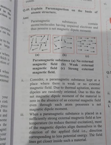 Q Explain Paramagnetism On The Basis Of Atomic Structure Ans I Par