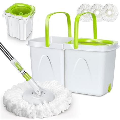 Masthome Spin Mop With Mop Buckets Wringer System For Floor Mop Set
