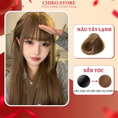 Tuýp Thuốc Nhuộm Tóc Màu Nâu Tây Lạnh Chiko Chính Hãng Không Cần Tẩy Kèm Oxy Và Trợ Dưỡng