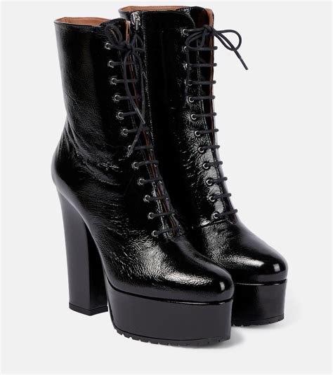 Leather Platform Ankle Boots In Black Alaia Mytheresa