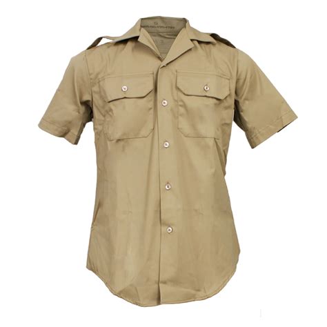 Vintage Us Army Short Sleeve Shirt Tan Military Uniform Beige Size