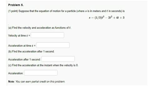Solved Problem 5 1 Point Suppose That The Equation Of Motion For A