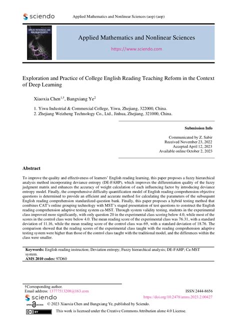Pdf Exploration And Practice Of College English Reading Teaching