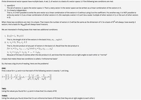 solved finite dimensional vector spaces have multiple basis