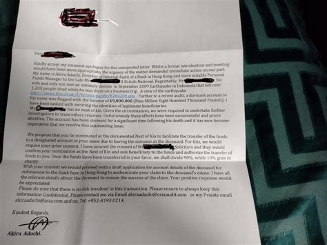 Scam Inheritance Letter From Hong Kong — Moneysavingexpert Forum