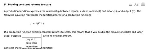 Solved 5 Proving Constant Returns To Scale Aaaa 을 A