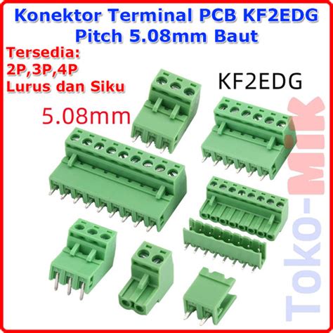 Jual Konektor Terminal Block Baut Skrup Pcb Kf Edg Pitch Mm V A P Siku Set