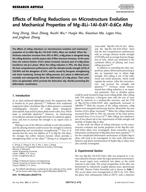 Effects Of Rolling Reductions On Microstructure Evolution And