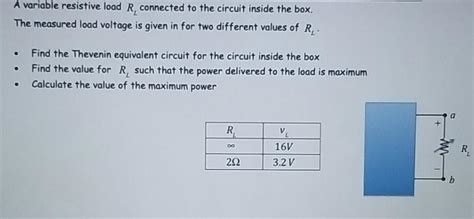 Solved A Variable Restistive Load Connected To The Circuit