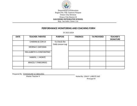 Pmcf Forms For Master Teacher Pdf