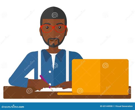 Man Using Laptop For Education Stock Vector Illustration Of