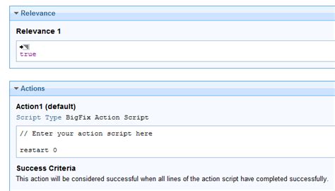 restart fixlets not working in baseline platform bigfix forum