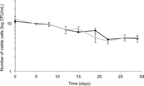 Number Of Viable Lab Expressed In Log Cfu Ml In The Films Over Time Download Scientific